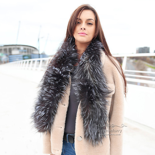 Knit Silver Fox Fur Scarf in Natural Colour | daymisfurry