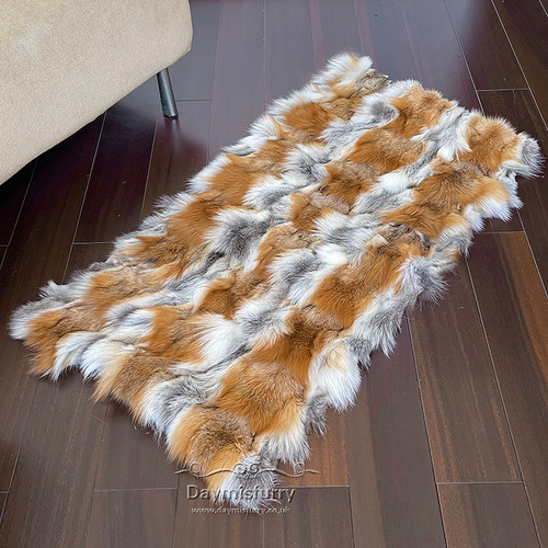 Red Fox Fur Rug / Sofa Throw in Natural Colour | daymisfurry