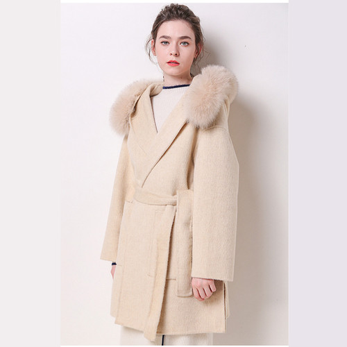 Cashmere Wool Jacket With Fur Trim Hood | daymisfurry