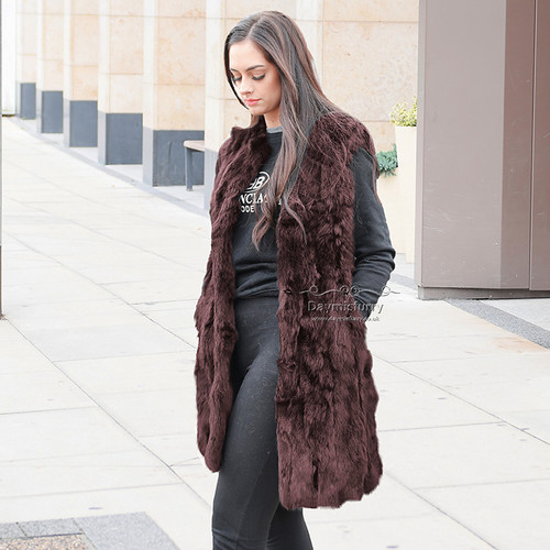 Pieced Rabbit Fur Vest in Chocolate | daymisfurry