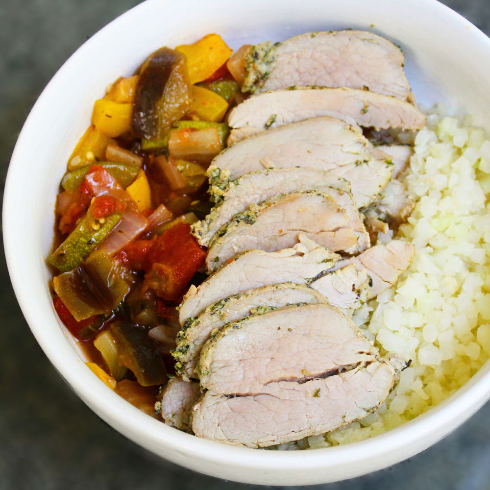 One Pot Pork Ratatouille with Cauliflower Rice