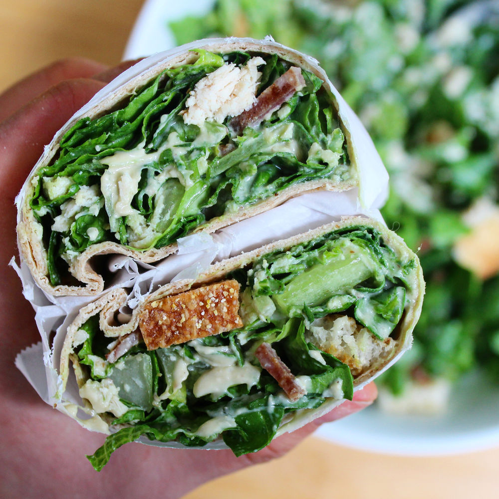 Chicken and Turkey Bacon Avocado Caesar Wraps