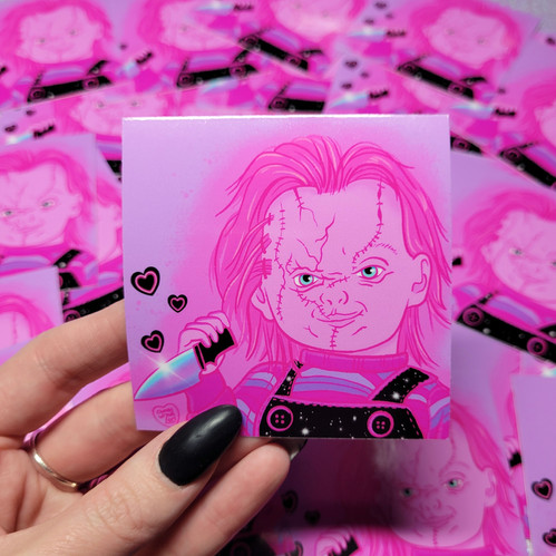 Neon Chucky Sticker | ClumsyWizardArt