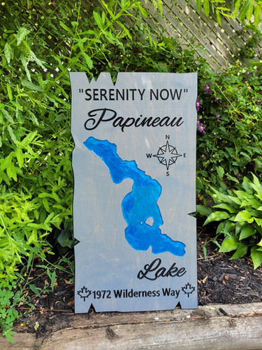 Epoxy Lake Address Sign with Live Edge cutout | Made On Brookhouse