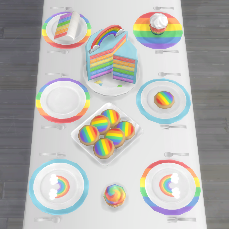 Rainbow Party Table Settings · Sims 4 Mods