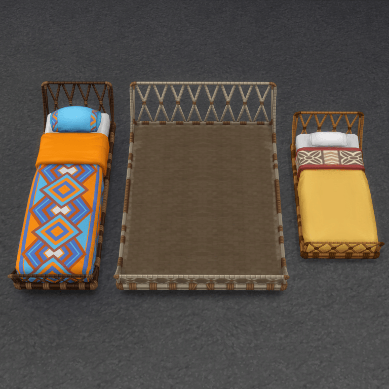 Wicker of the Wisp Bed Set · Sims 4 CC Objects