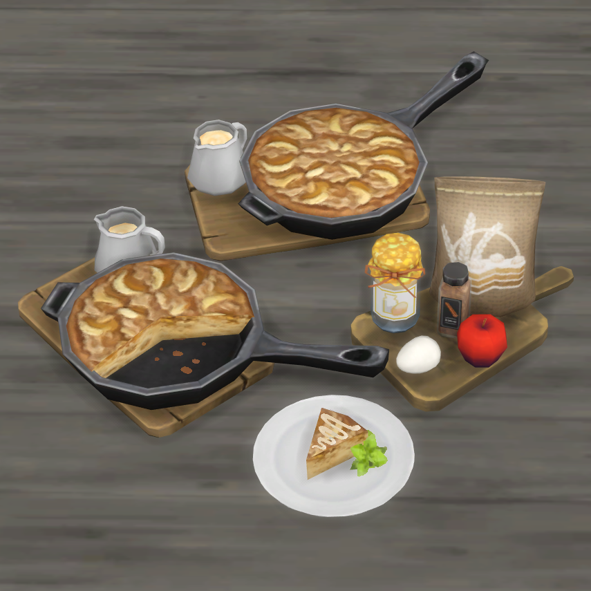 Irish Apple Cake with Custard Sauce · Sims 4 Food CC