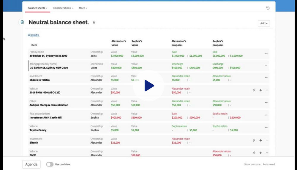 Neutral Balance Sheet - Table View | FamilyProperty