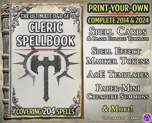 D&D Cleric Toolbox (2014 & 2024): Printable Spell Cards, Tokens & AoE ...