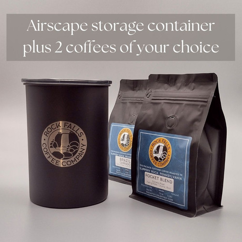 Airscape Storage Container with Two Coffees | Rock Falls Coffee