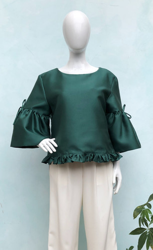 Angeria Gazaar Top With Sleeves Deep Green | C&C