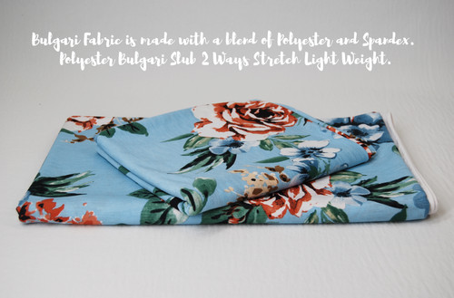 Sky Blue BULGARI Floral Print Fabric by the yard | itsfabrics