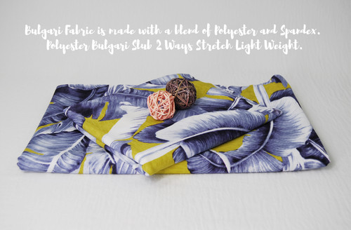 Blue & Mustard BULGARI Tropical Print Fabric by the yard | itsfabrics