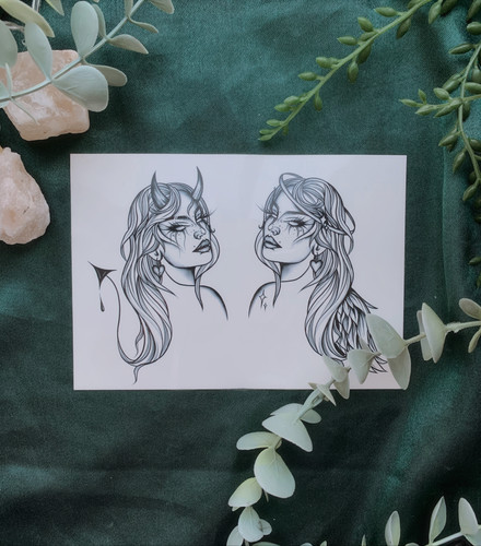 Angel and Devil Matching Temporary Tattoo | Ruby Rose Designs