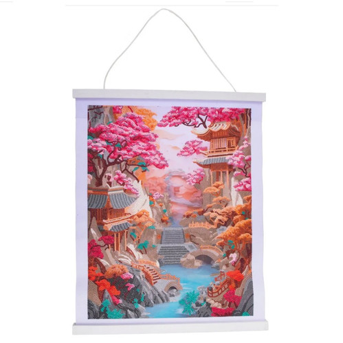 "Cherry Blossom" Crystal Art Scroll Kit - 35cm x 45cm | Mythic Realm