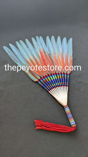 Green Wing Macaw Peyote Fan | The Peyote Store