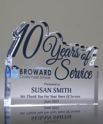 10 Years of Service Acrylic Award | Delhi Trophy Awards