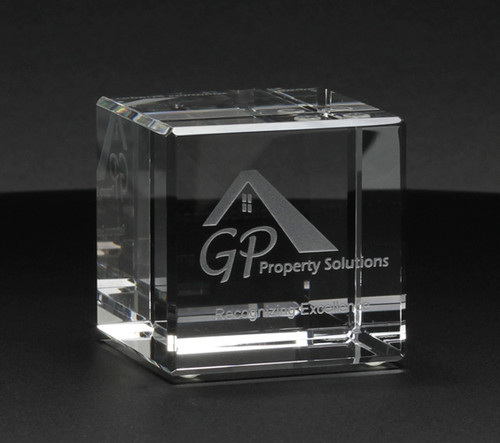 Cube Shaped Crystal Paper Weight with Clear Finish CI-11 | Corporate Gifts