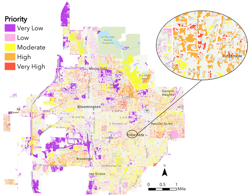 Priority Planting Map | CanopyBloomington