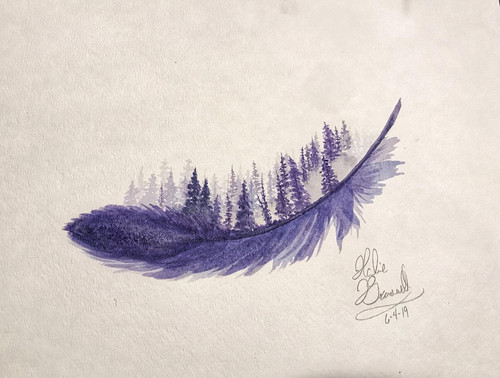 Watercolor Feather | Red Dirt Drawings