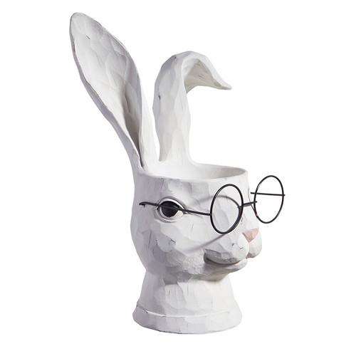 RAZ 15.75 Rabbit with Glasses Planter | The Pink Rock Store