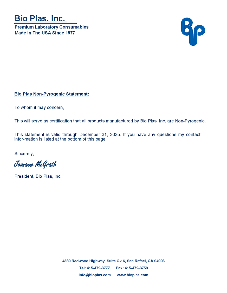 Non-Pyrogenic Statement | bioplas