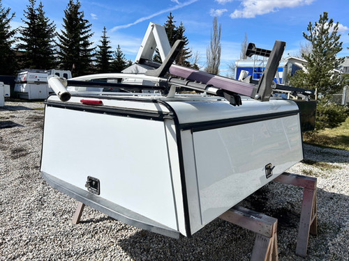 261 - Tall 8ft Canopy With Drop Down Ladder Rack | Contractor Canopy Co