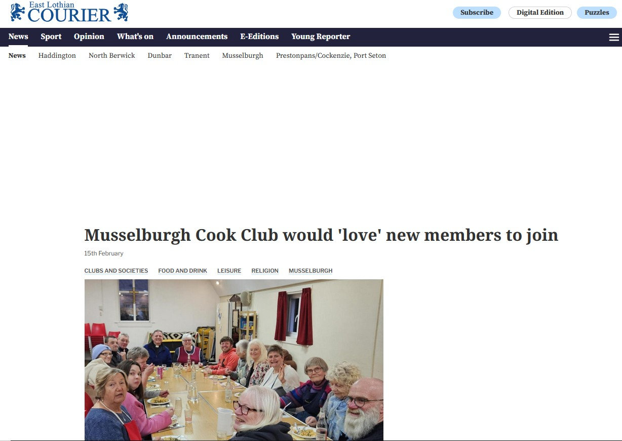 Cook club featured in the Lothian press