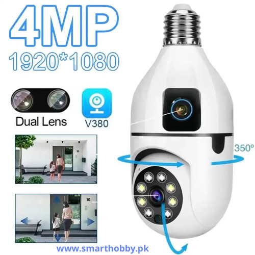 Dual lens 2MP + 2MP 4MP Digital wifi security Bulb Holder camera ...
