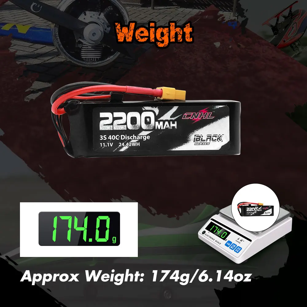 CHNL Black Series 2200mAh 3S 40 C Lipo battery with XT 60 plug | smarthobby