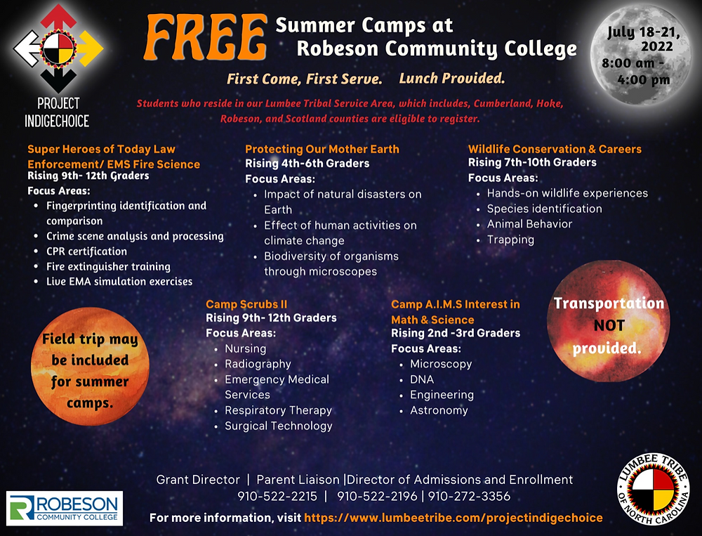 Project IndigeCHOICE camps at Robeson Community College