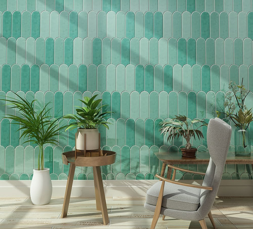 Feather Green Mix Gloss 90x306mm | Prestige Tiles