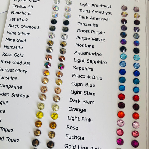 Rhinestone Colour Chart | RazzleDazzle