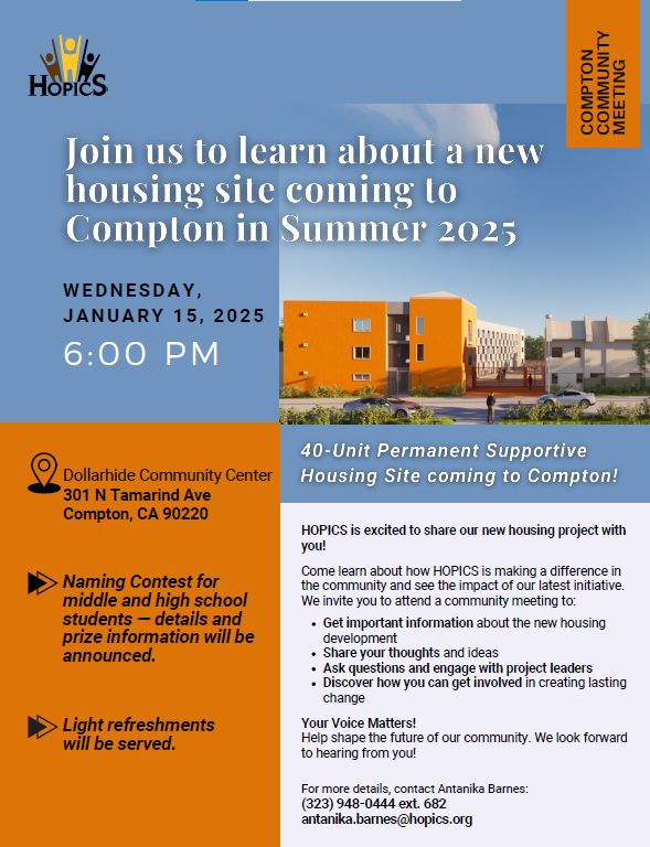 NEW HOUSING PROJECT; HOPICS COMMUNITY MEETING