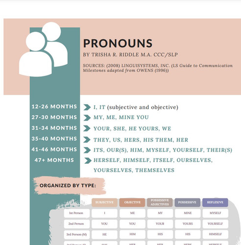 Pronoun Developmental Norms & Types | Riddlemespeech