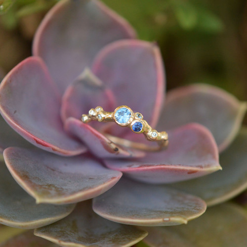 Solid Gold Barnacle Sapphire and Diamond Ring | Lucy Stopes-Roe