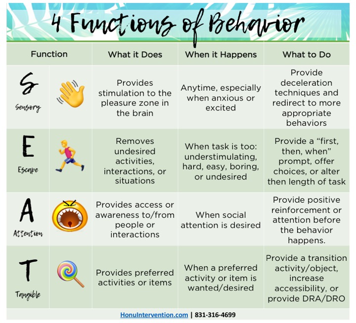 4 Functions of Behaviors | Early Intervention Therapy | Santa Cruz ...