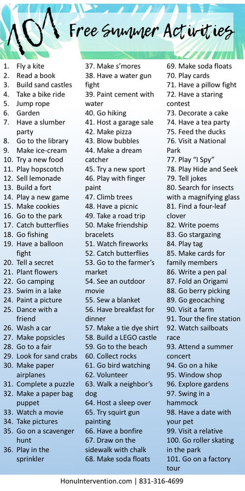 101 Free Summer Activities