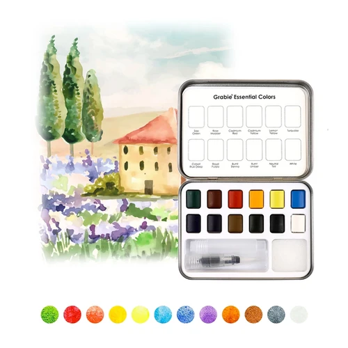 Watercolor Pocket Set of 12 with Brush - Essential Colors | Meadow Aiken