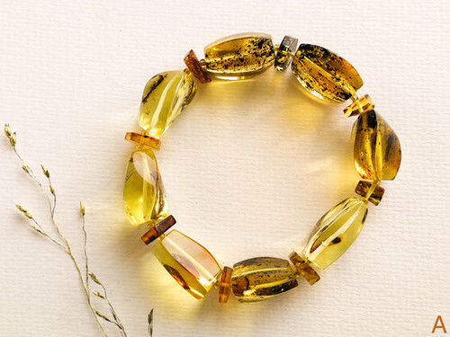 Large rectangle amber beads light green color elastic bracelet | Amber ...