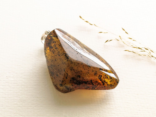 Structural 3D triangle natural amber dark green color pendant | Amber ...