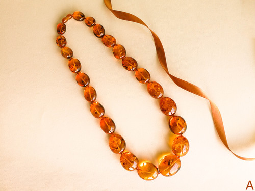 Royal cognac large oval beads fancy amber necklace | Amber by Torvela