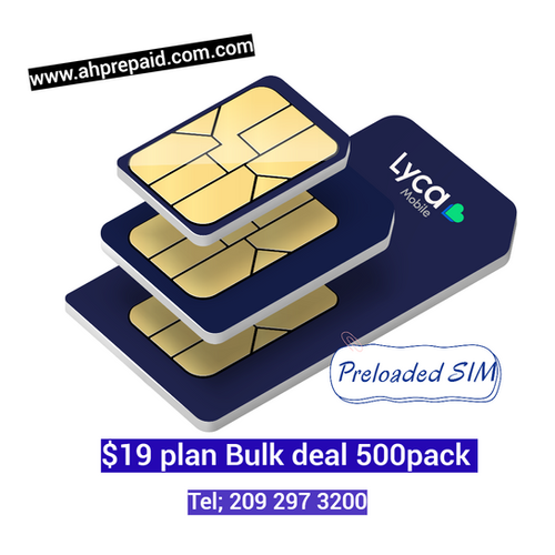 Lycamobile AT&T Network $19 Preloaded SIM Cards - Bulk 500 Pack for ...