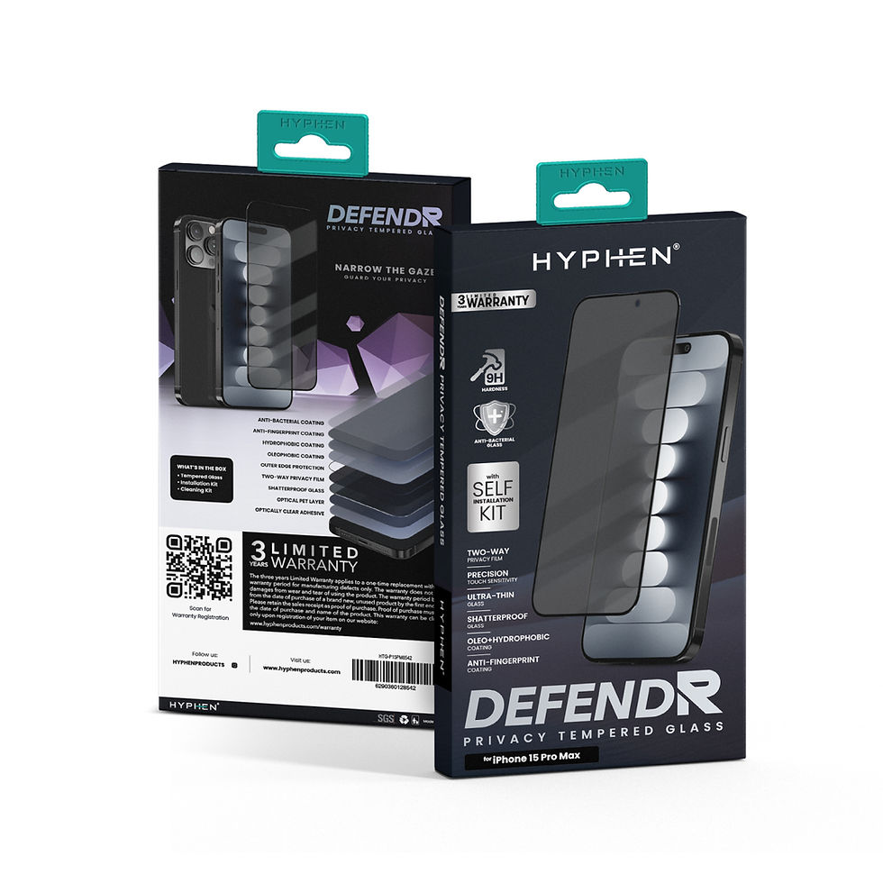 DEFENDR Privacy Tempered Glass- iPhone 15 Pro | 15 Pro Max | HYPHEN
