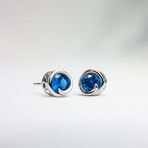 Blue Spinel Wave Earrings | Gold Mine Jewelry