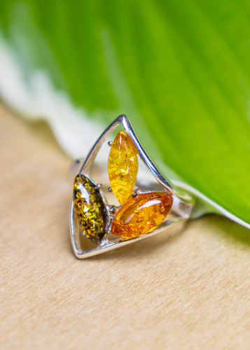 Tri-Color Amber Ring | Gold Mine Jewelry