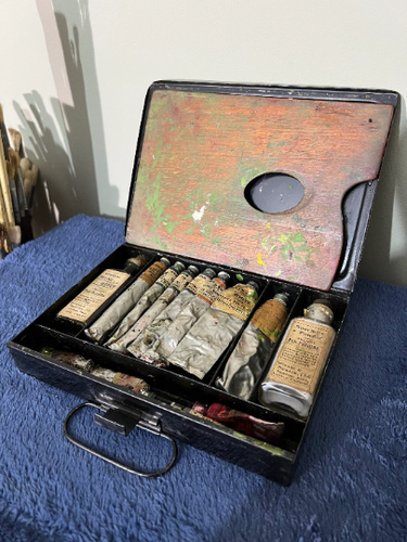 Antique, Vintage, Winsor Newton Artists Oil paint Metal Box SOLD | My Site