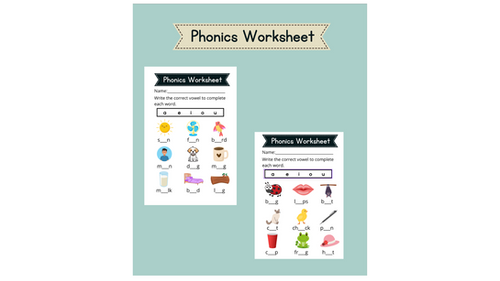 Phonics|Missing Short Vowel Sound Worksheets | Bilingual SLP