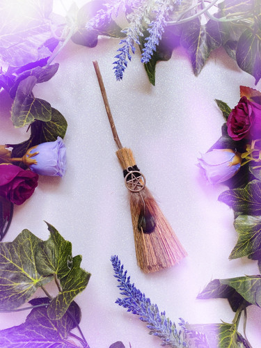 Mini Besom Broom with Pentacle Charm | Witchinwares