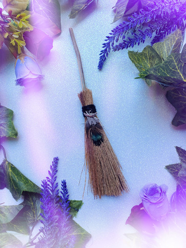 Mini Besom Broom with Anubis Charm | Witchinwares
